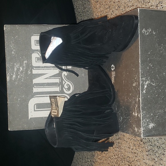 dingo | Shoes | New Dingo Black Suede Leather Fringe Heeled Ankle Goth ...